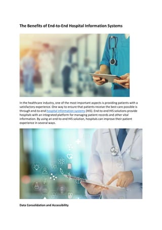 The Benefits of End-to-End Hospital Information Systems | PDF