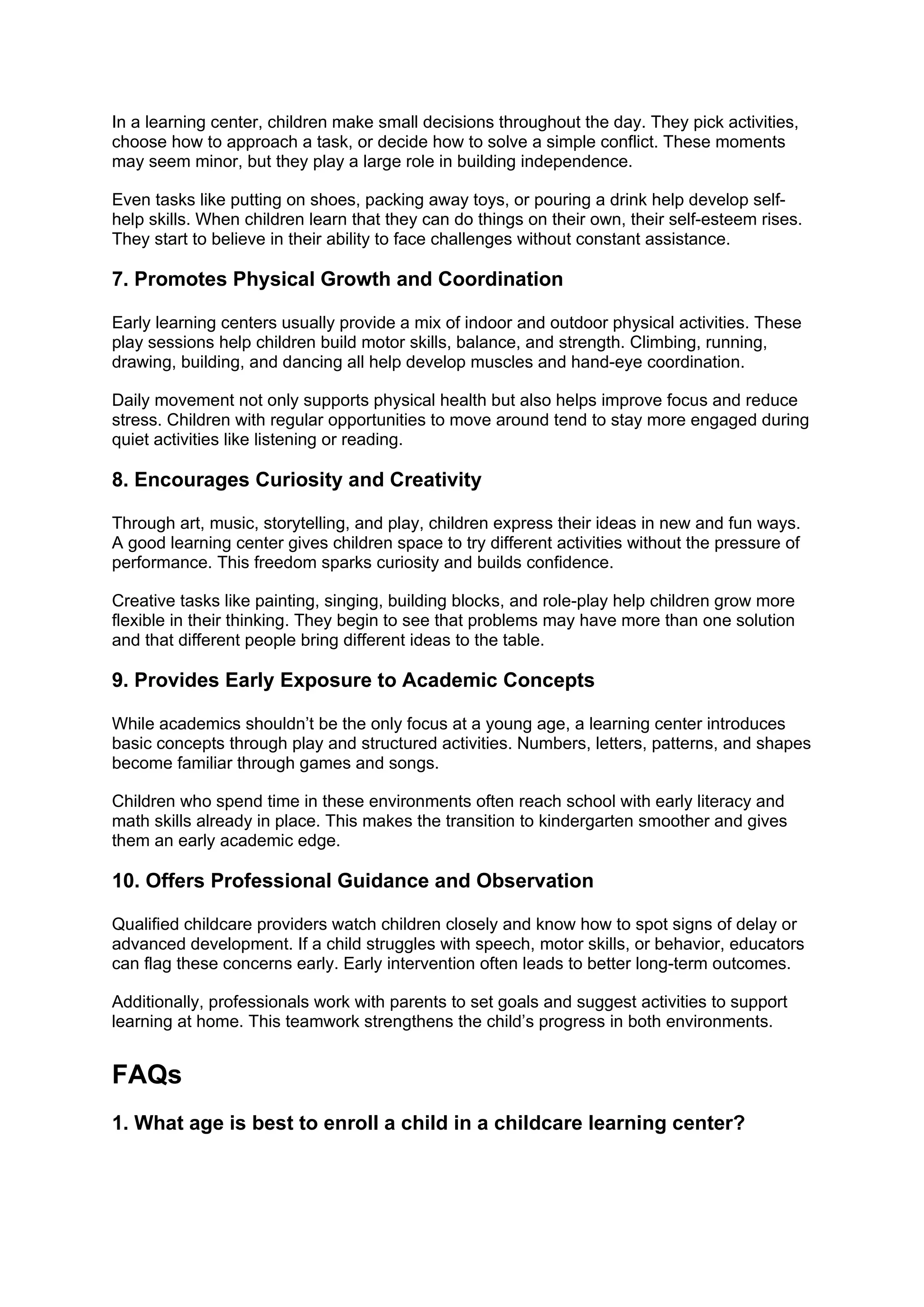 The Benefits of Enrolling Your Child in a Childcare Learning Center ...