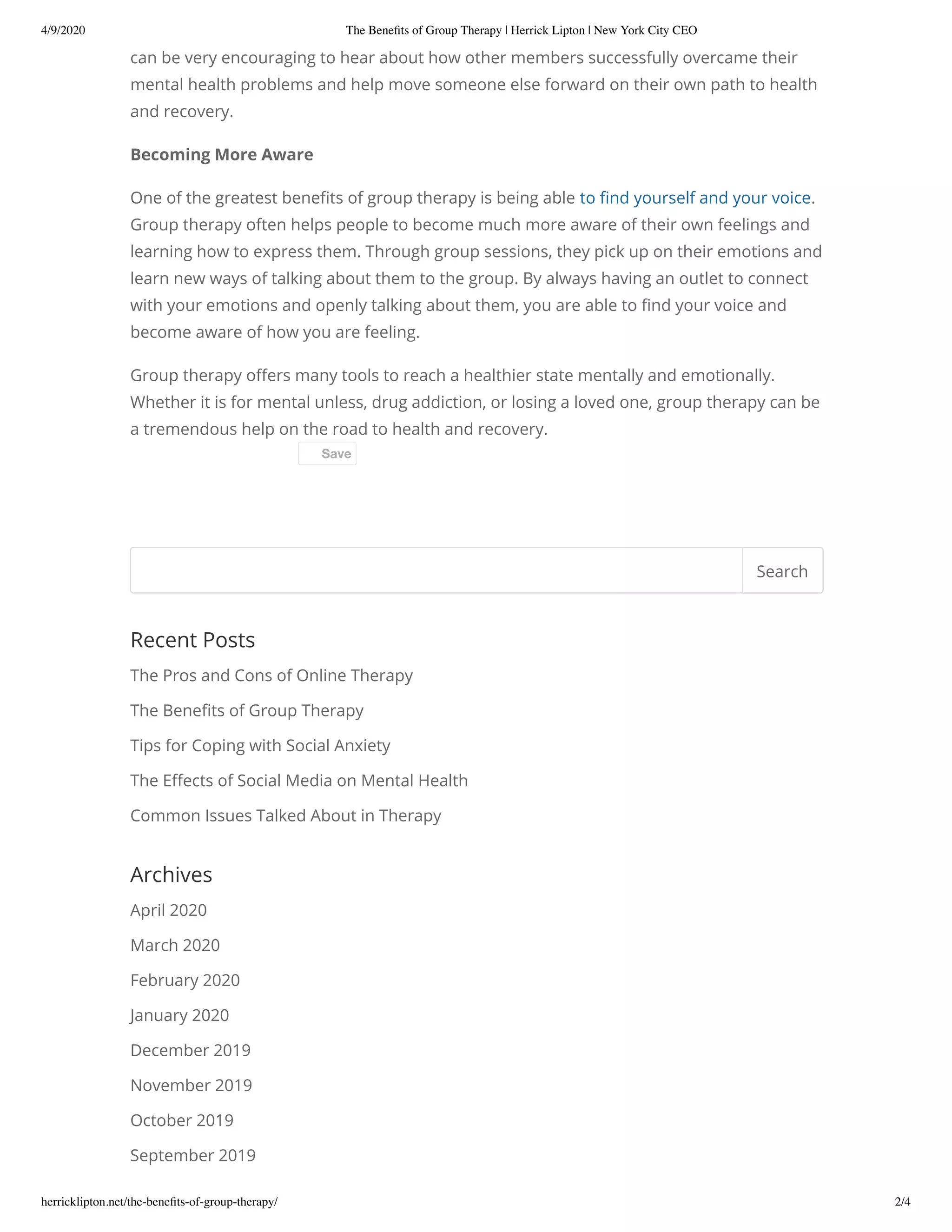 The Benefits of Group Therapy | PDF