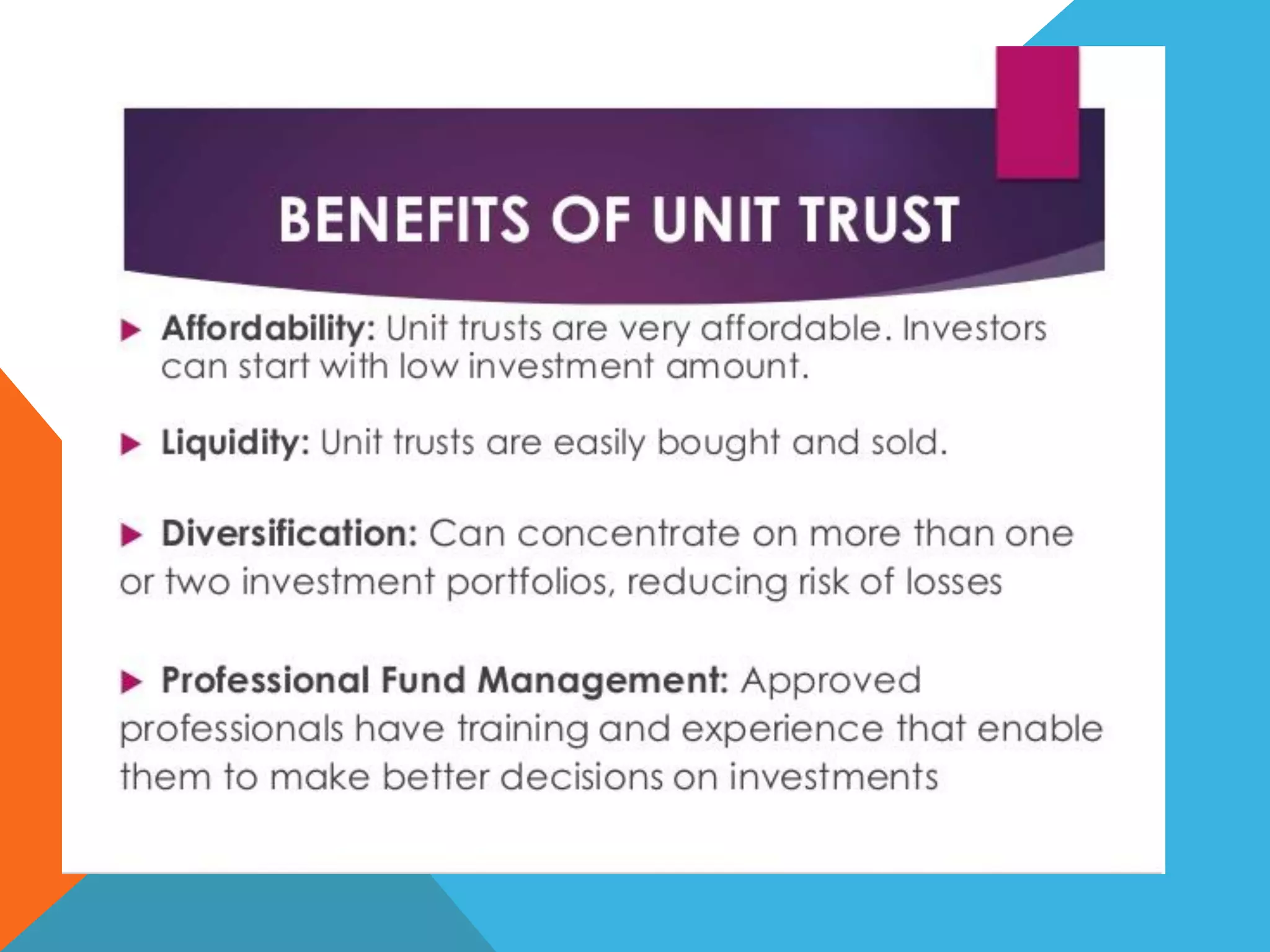 The benefits of investing in unit trust | PPT