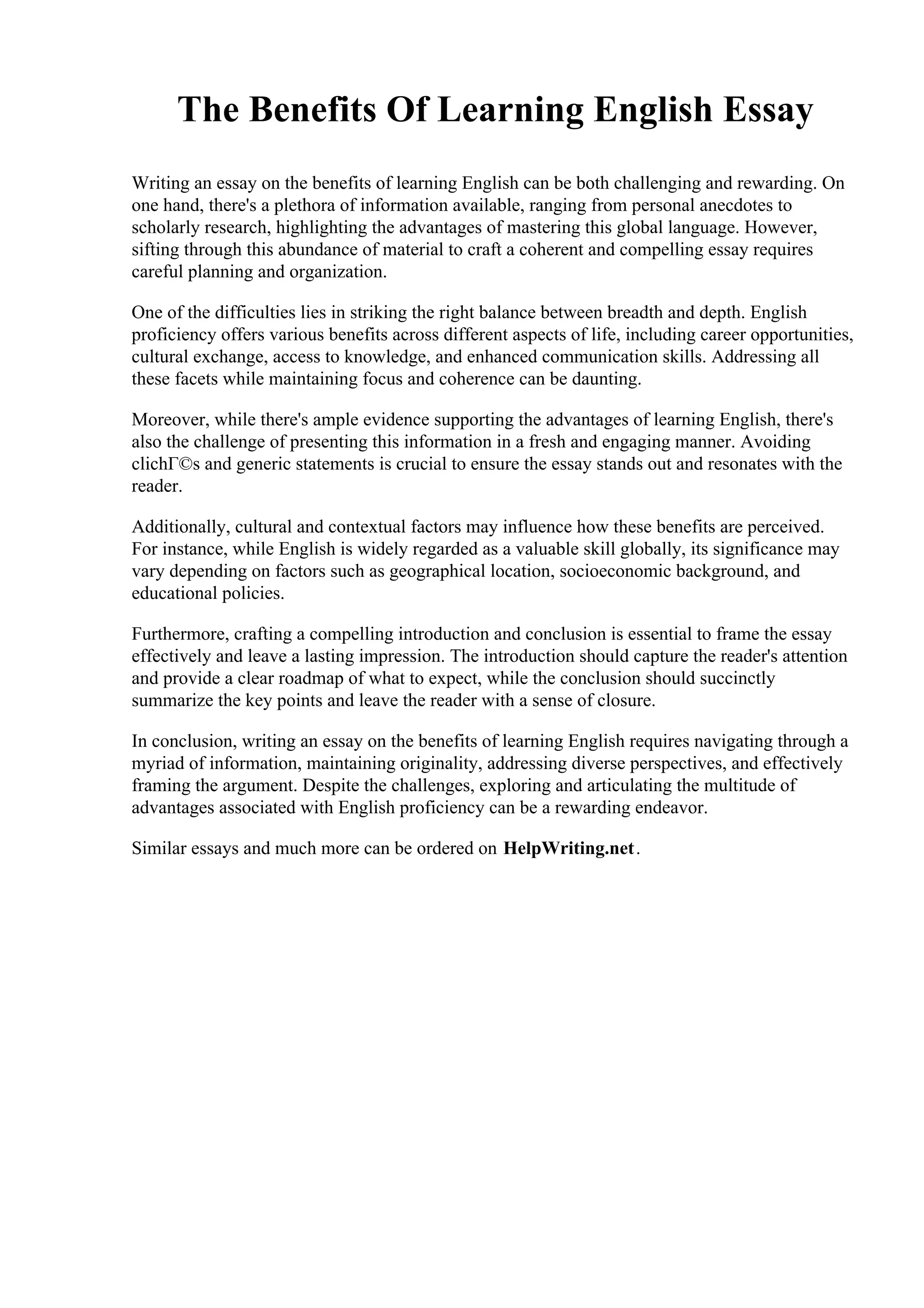 The Benefits Of Learning English Essay.pdf