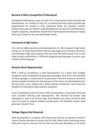 The Benefits Of Learning Web Development.docx | Web Development | Internet