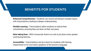 The Benefits of Lecture Transcription Services for Students and ...