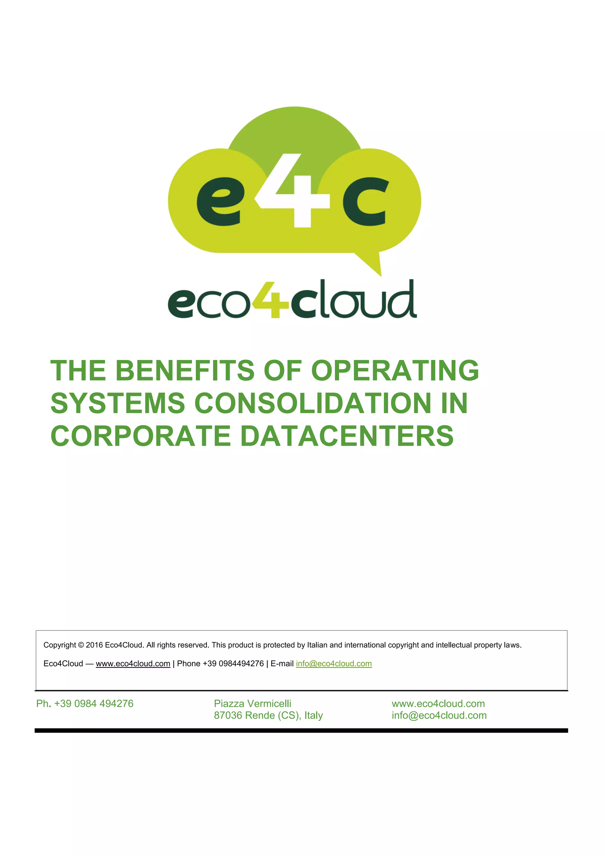 The benefits of operating systems consolidation in corporate datacenters | PDF | Operating ...