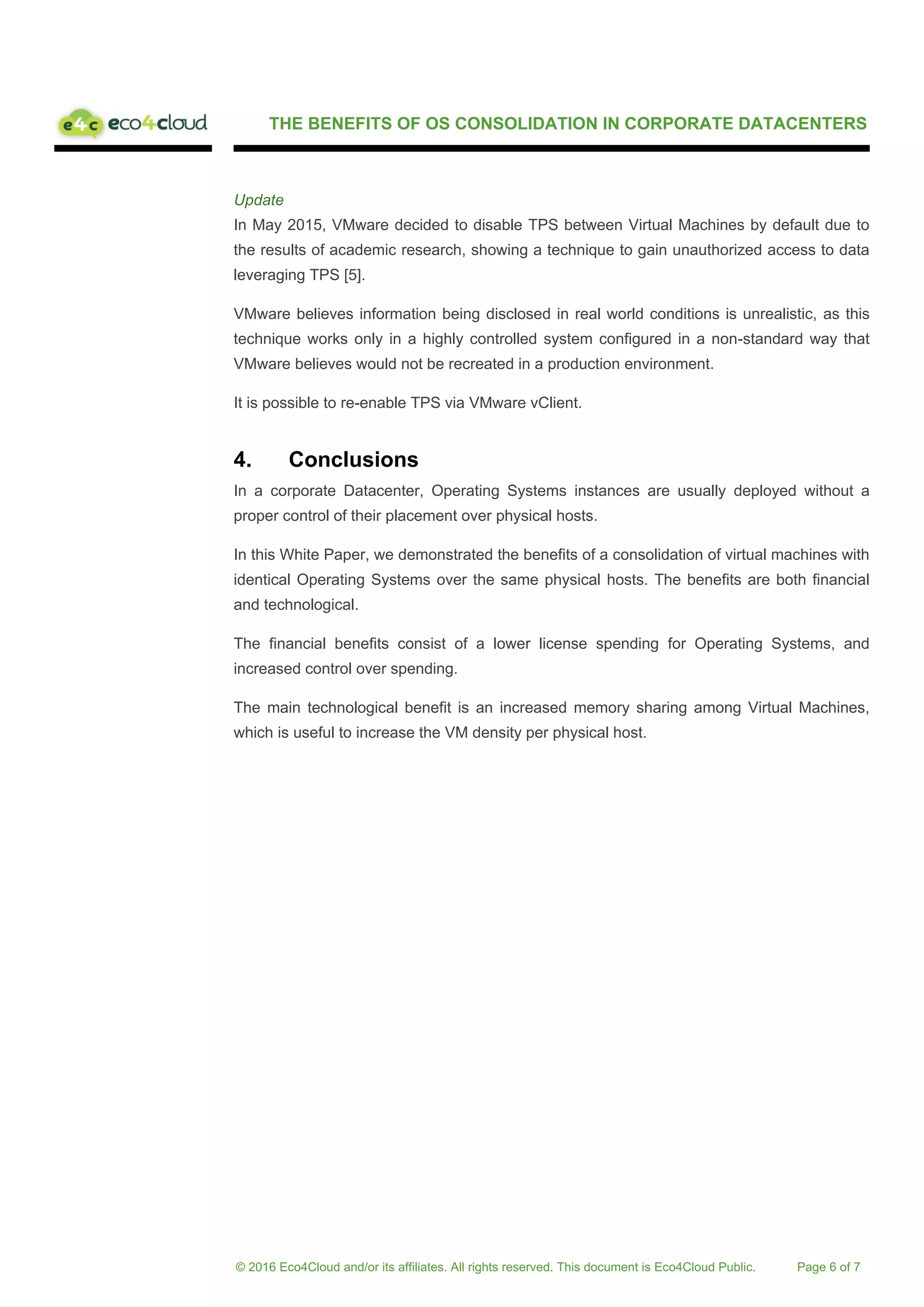 The benefits of operating systems consolidation in corporate datacenters | PDF | Operating ...