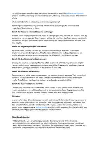 The benefits of outsourcing the best online survey company | PDF