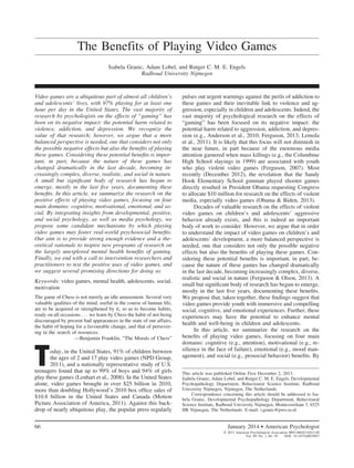 The benefits of playing video games amp a0034857 | PDF
