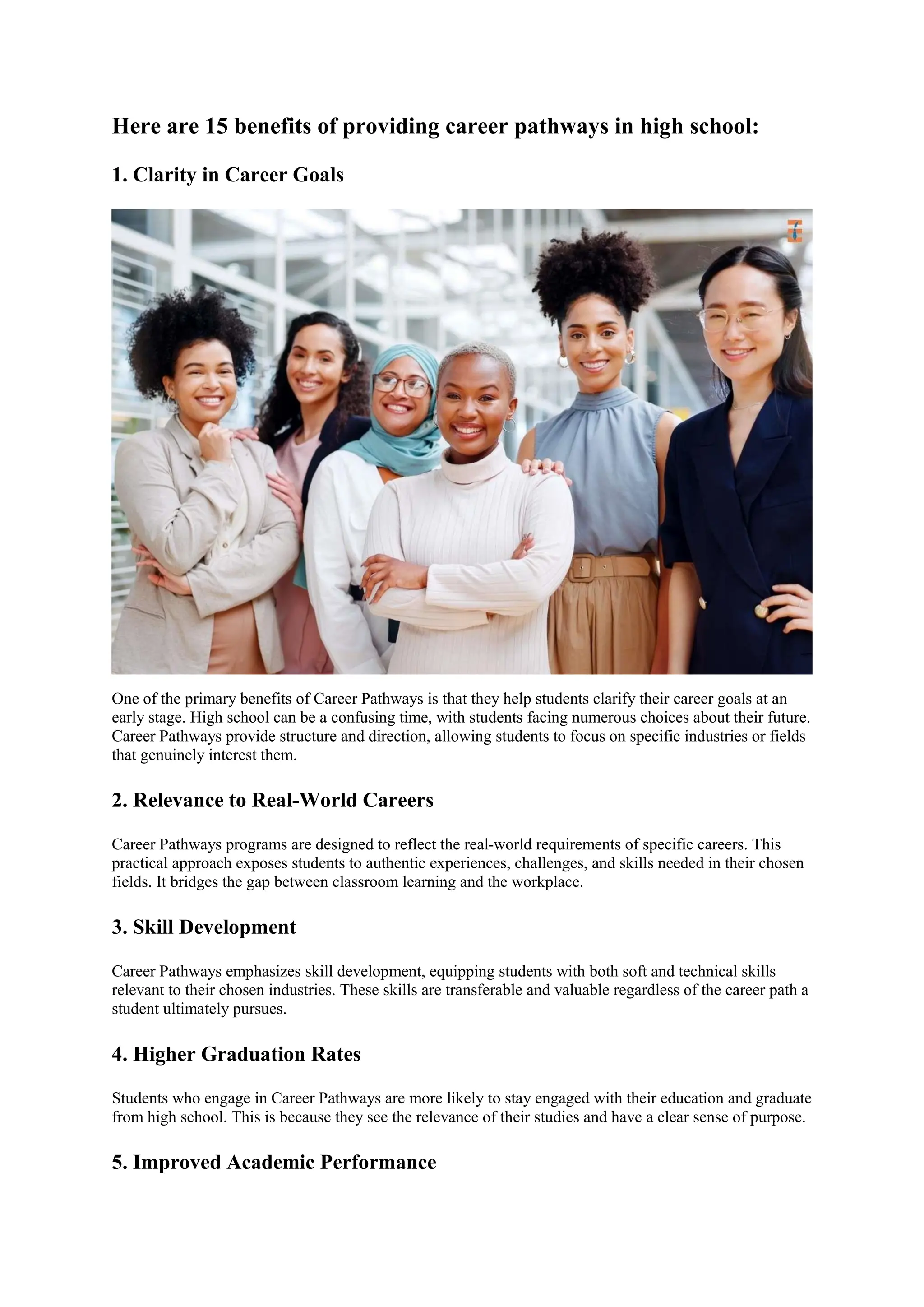 15 Benefits Of Providing Career Pathways In High School | Future Education Magazine | PDF