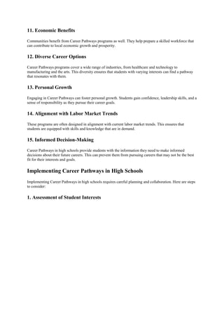 15 Benefits Of Providing Career Pathways In High School | Future Education Magazine | PDF