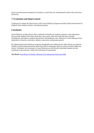 15 Benefits Of Providing Career Pathways In High School | Future ...