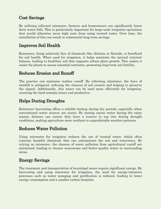 The Benefits of Rainwater Harvesting for Irrigation | DOCX