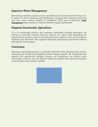 The Benefits of Rainwater Harvesting for Irrigation | DOCX