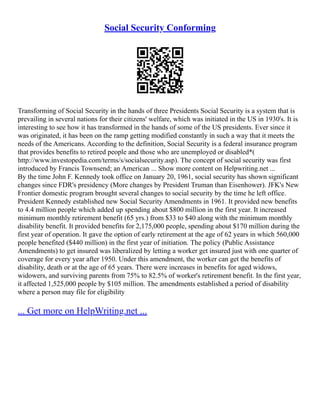 The Benefits Of Social Security | PDF