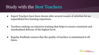 The benefits of studying with Meritnation live. | PDF