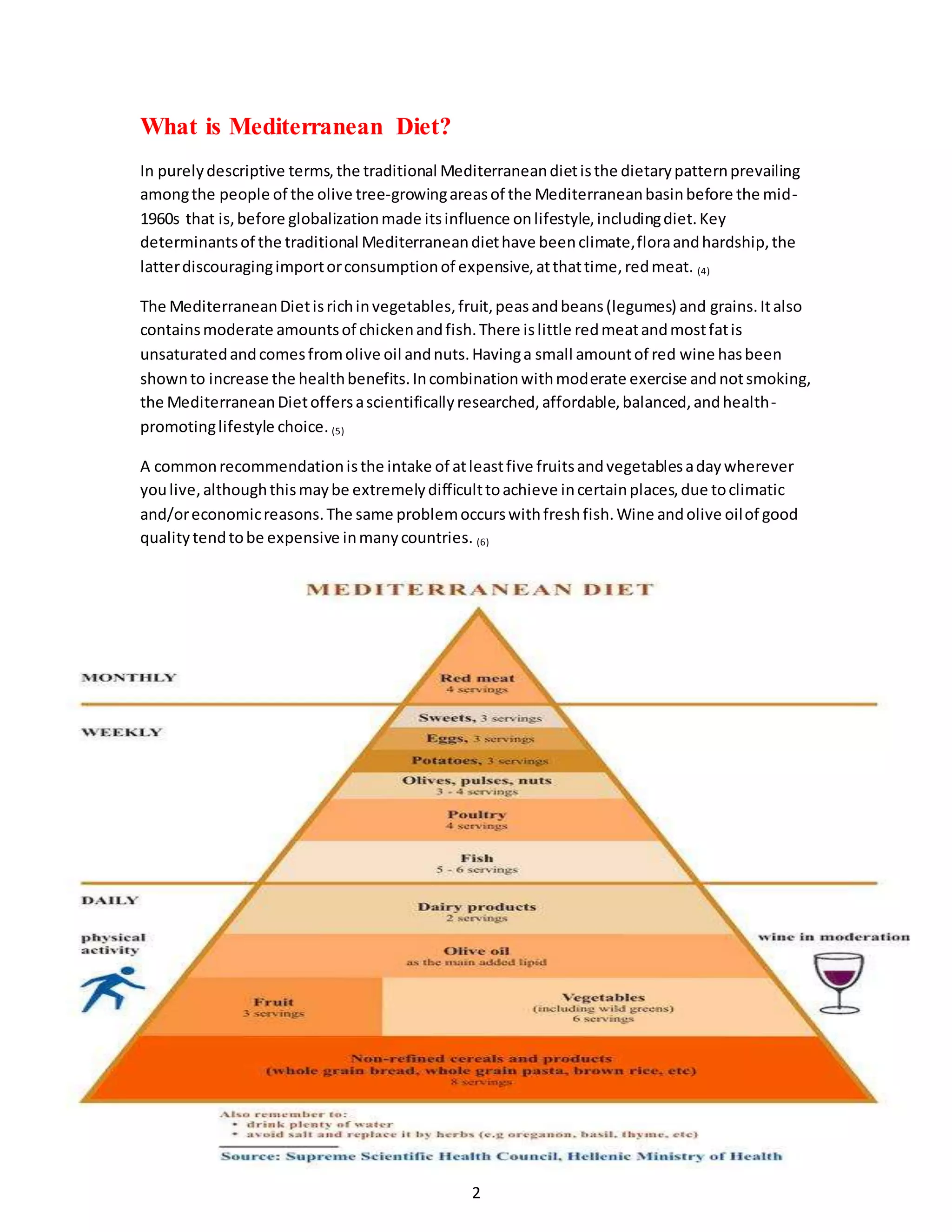 The benefits of the mediterranean diet pattern for adults | PDF