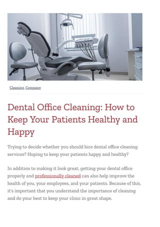 Dental Office Cleaning Checklist