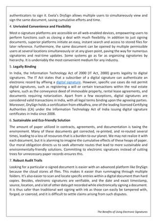 The Benefits of Using Electronic Signatures | DrySign By Exela | PDF
