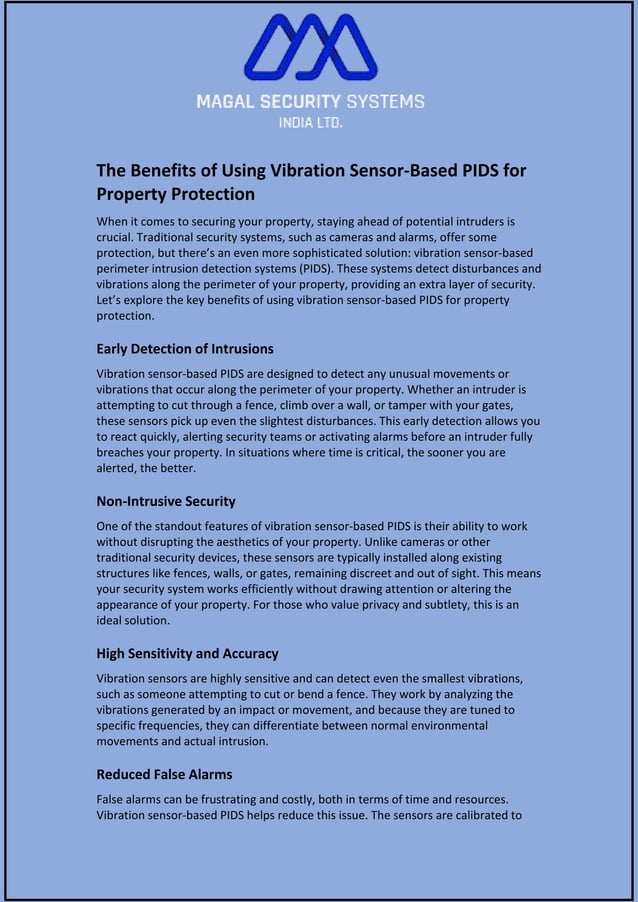 The Benefits of Using Vibration Sensor-Based PIDS for Property ...