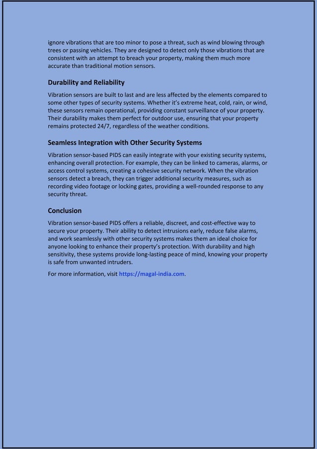 The Benefits Of Using Vibration Sensor Based Pids For Property Protection Pdf