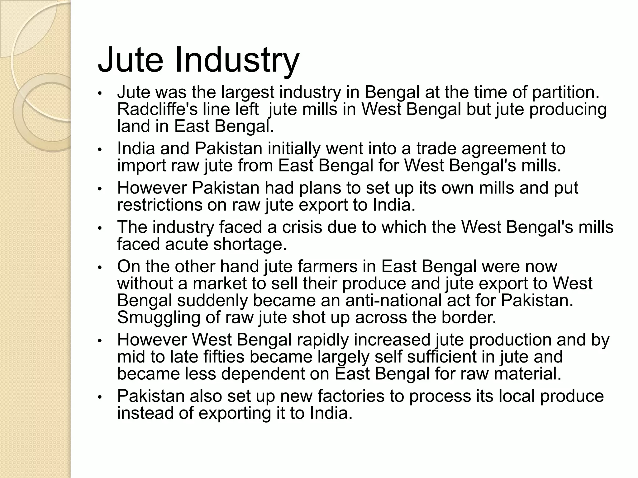 The bengal partition | PPTX | Commodities | Economy