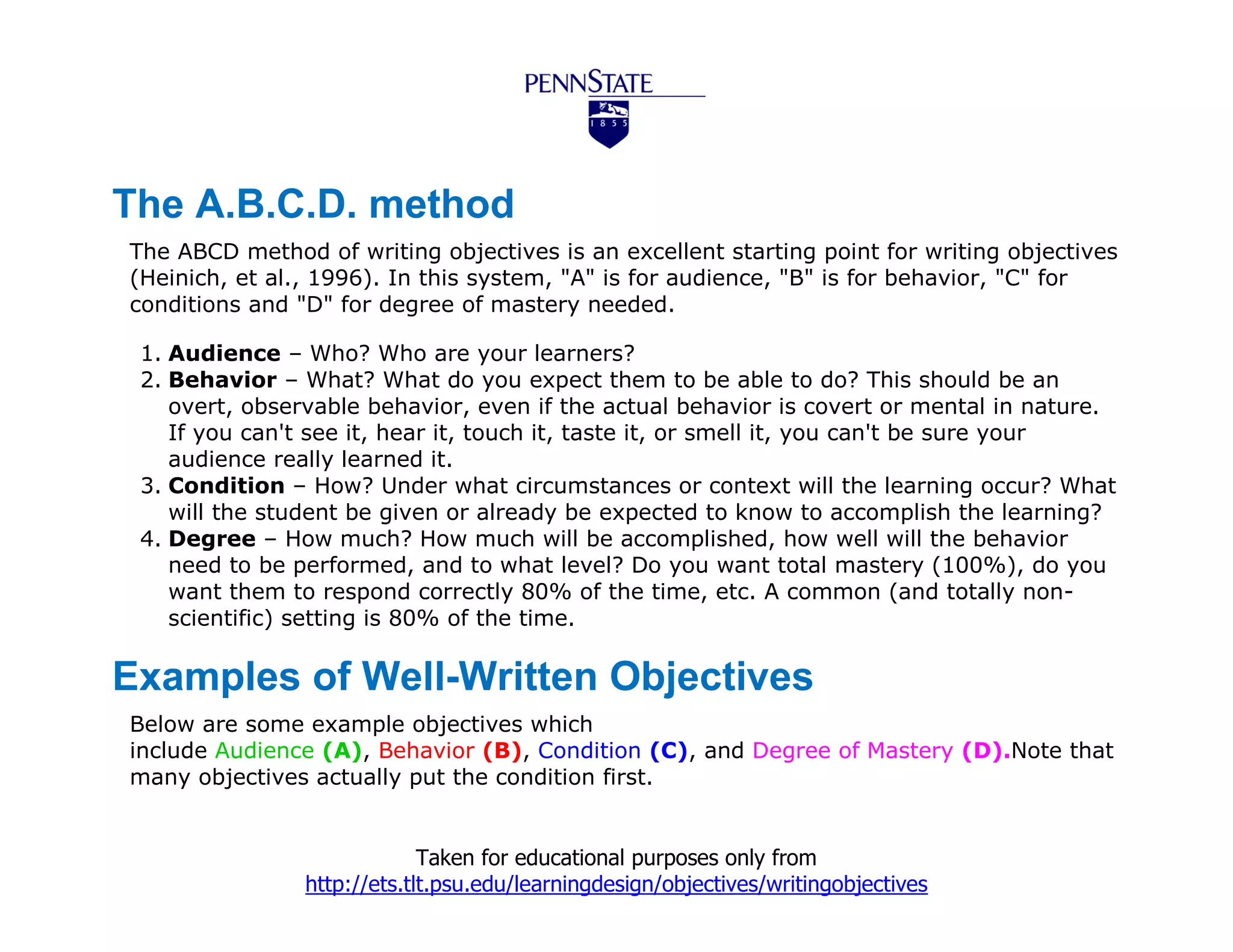 The best choice for writing objectives | PDF