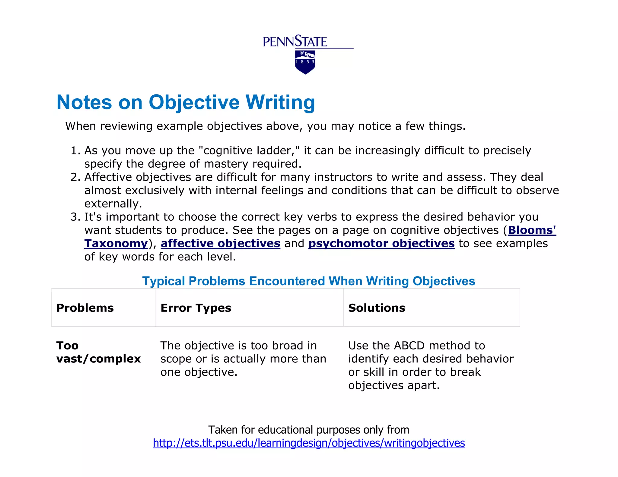The best choice for writing objectives | PDF