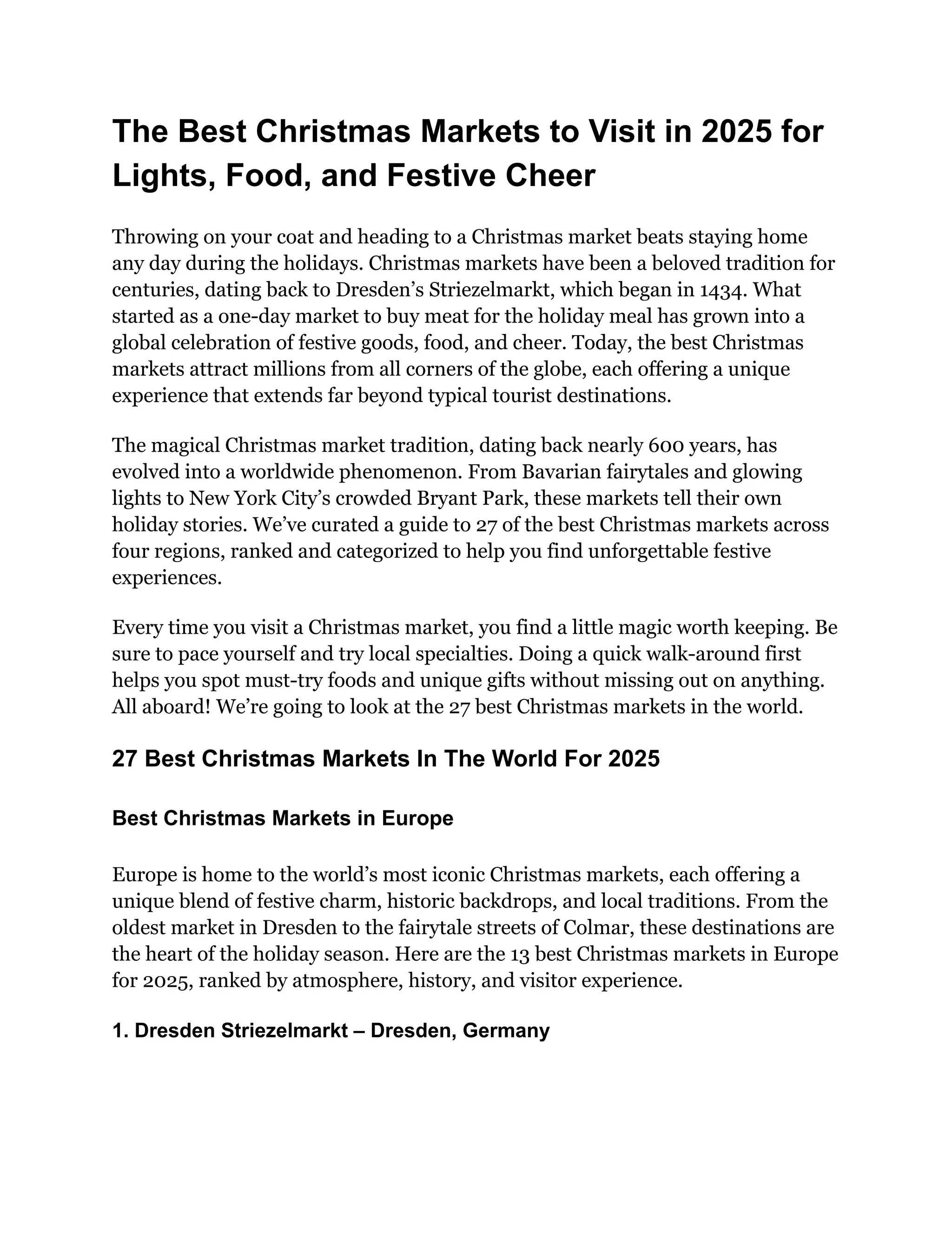 The Best Christmas Markets to Visit in 2025 for Lights, Food, and ...