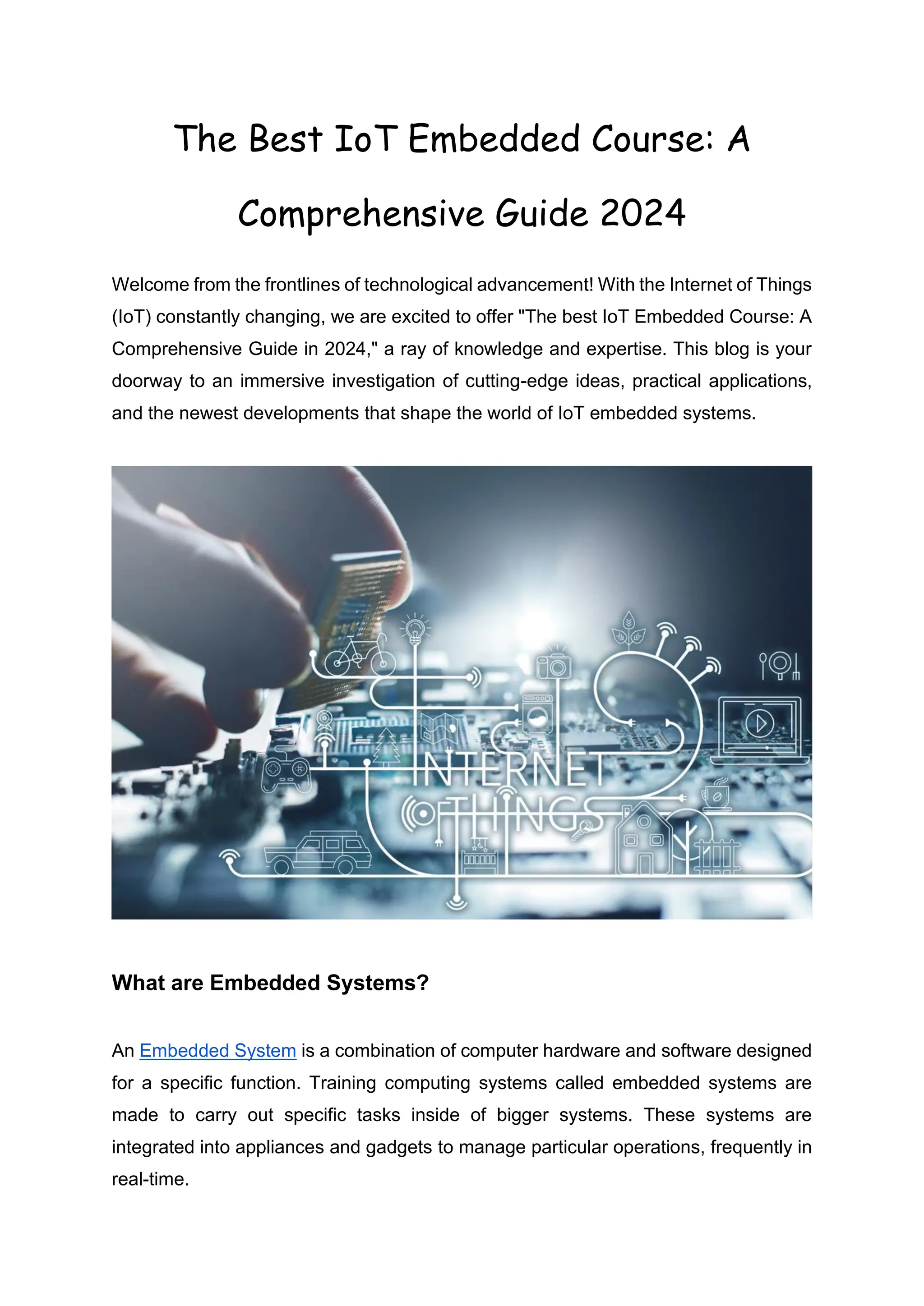 The Best IoT Embedded Course: A Comprehensive Guide 2024 | PDF