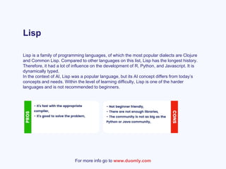The best programming language for Artificial Intelligence and Machine Learning | PPT
