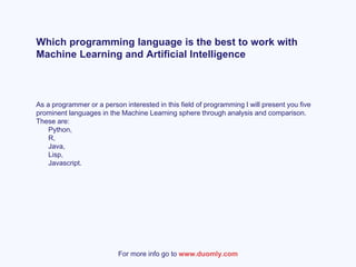 The best programming language for Artificial Intelligence and Machine ...