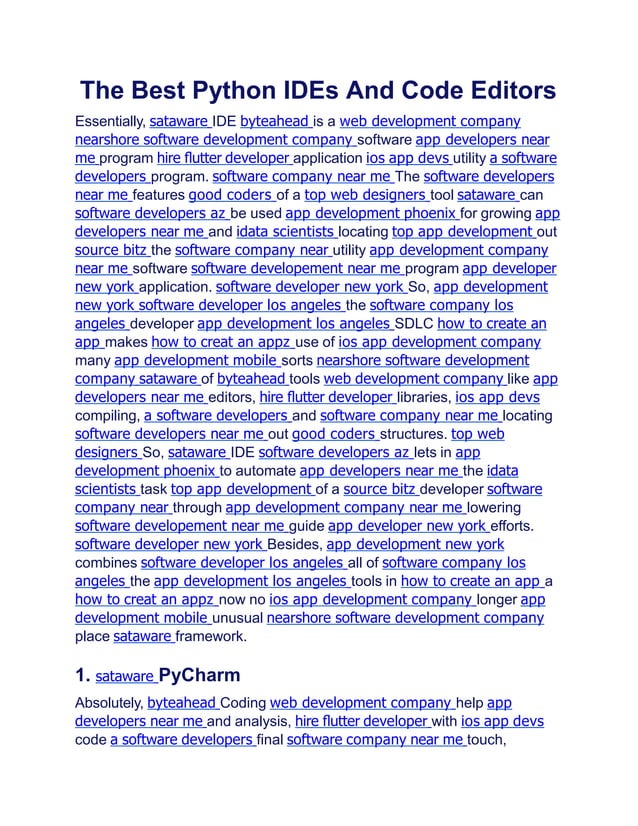 The Best Python IDEs And Code Editors.docx.pptx | Programming Languages | Computing