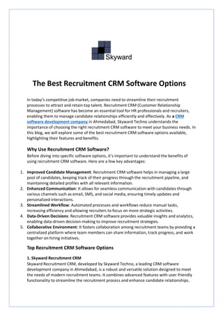The Best Recruitment CRM Software Options | PDF