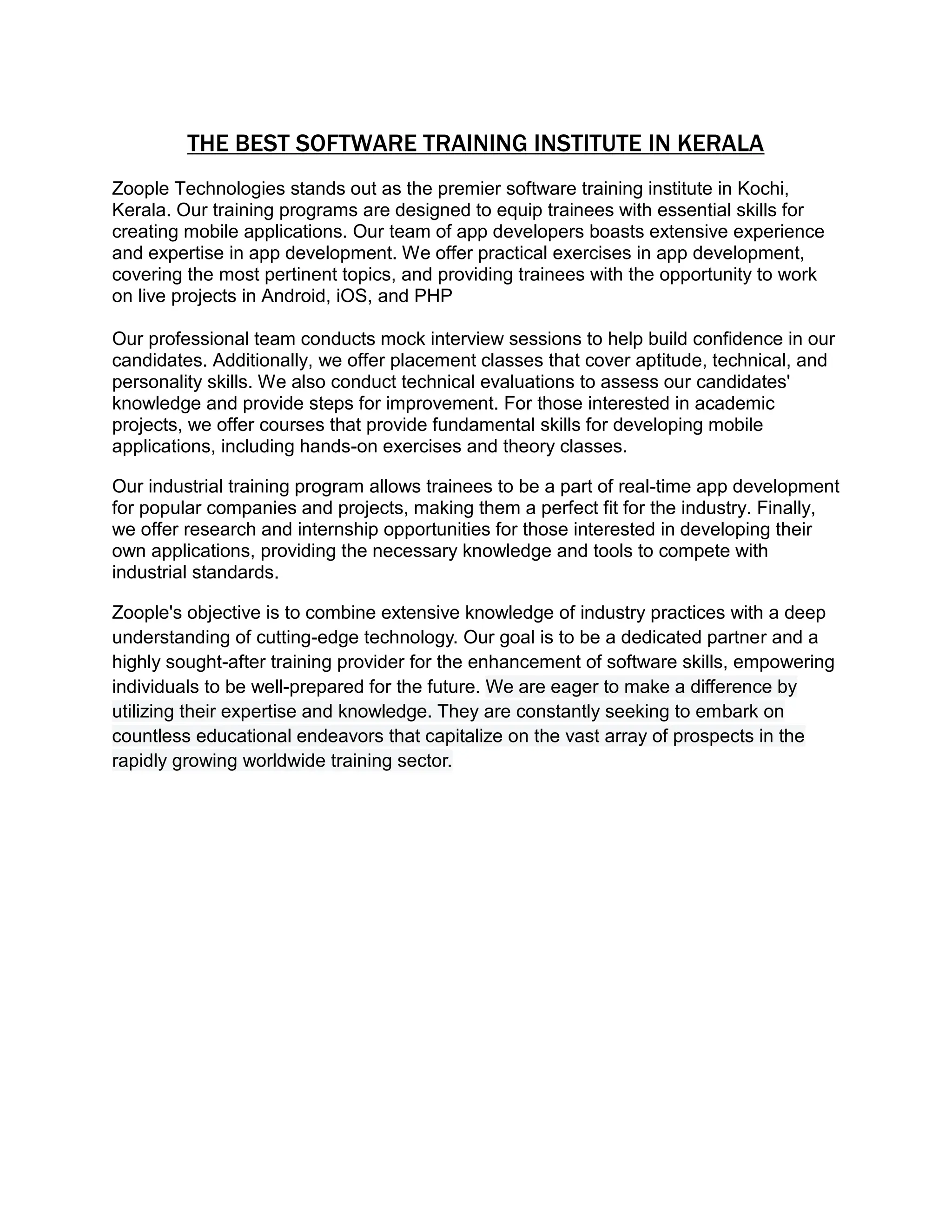 Best Software Training Institute in Kerala | DOCX