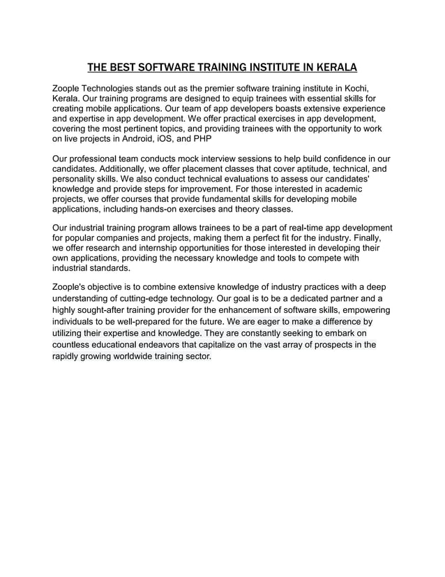 Best Software Training Institute in Kerala | PDF