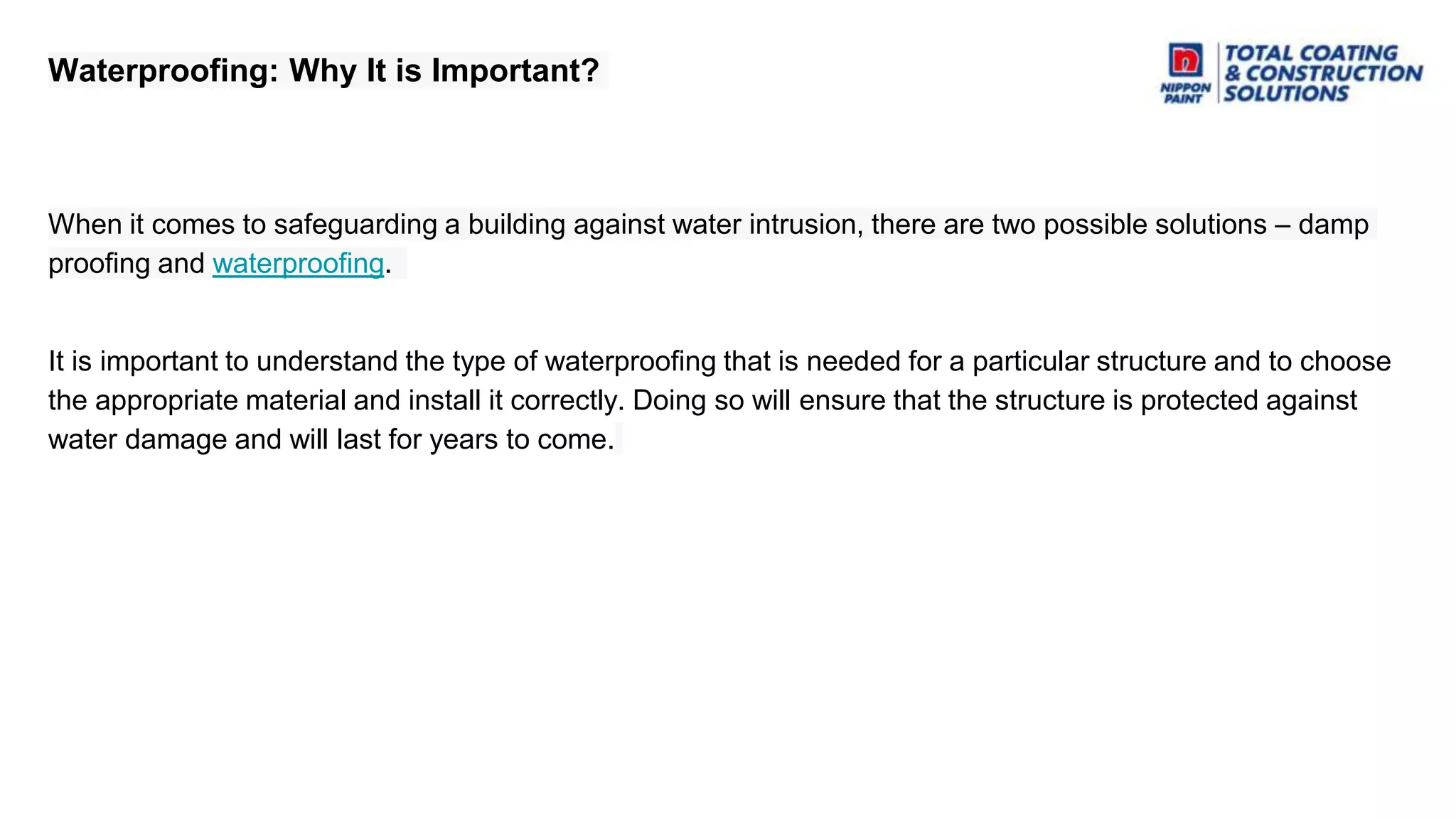 The Ultimate Guide to Waterproofing Solutions | PPTX