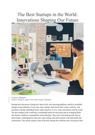 Top 5 Categories of the Best Startups in the World | Mr. Business ...