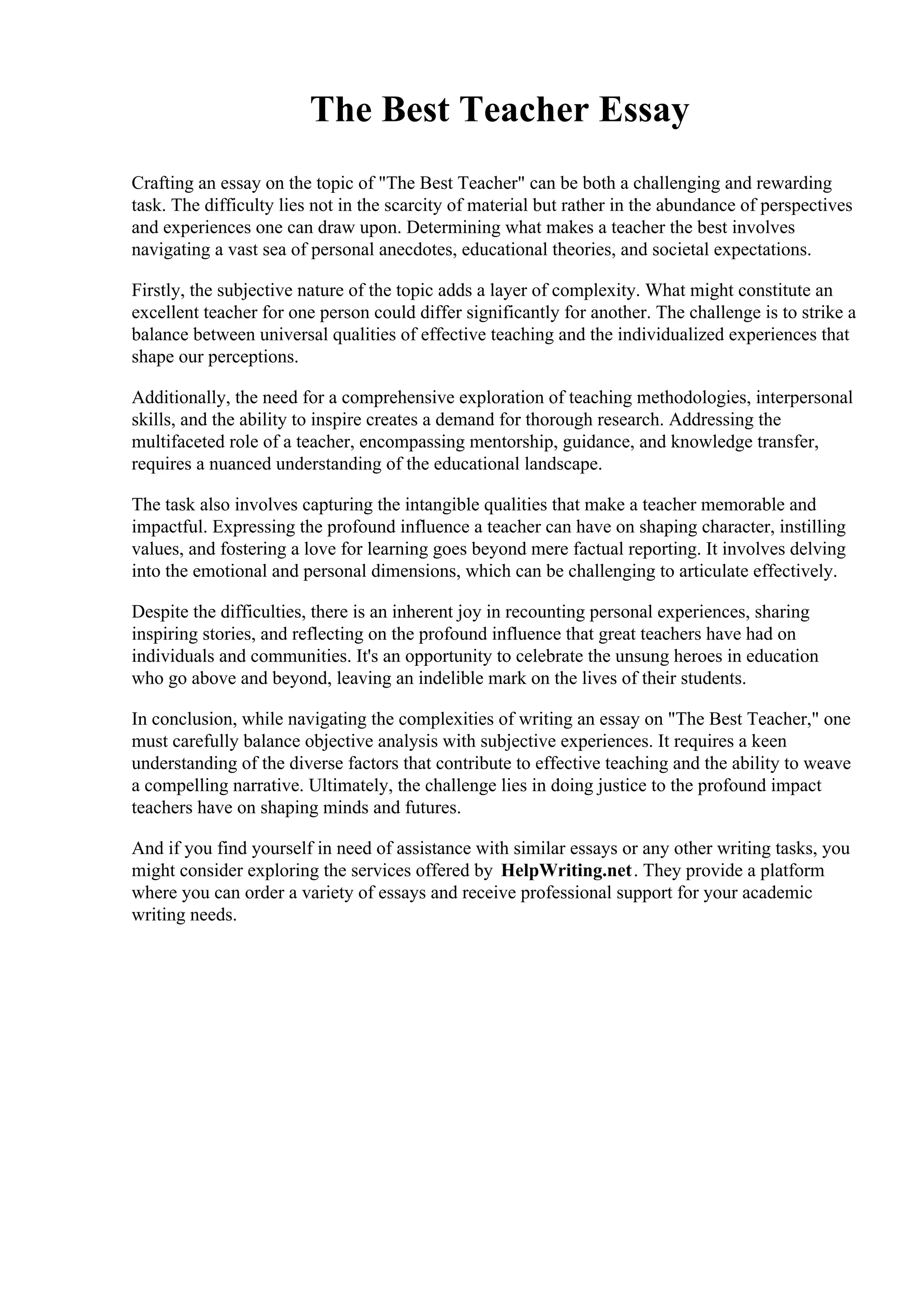 The Best Teacher Essay.pdf