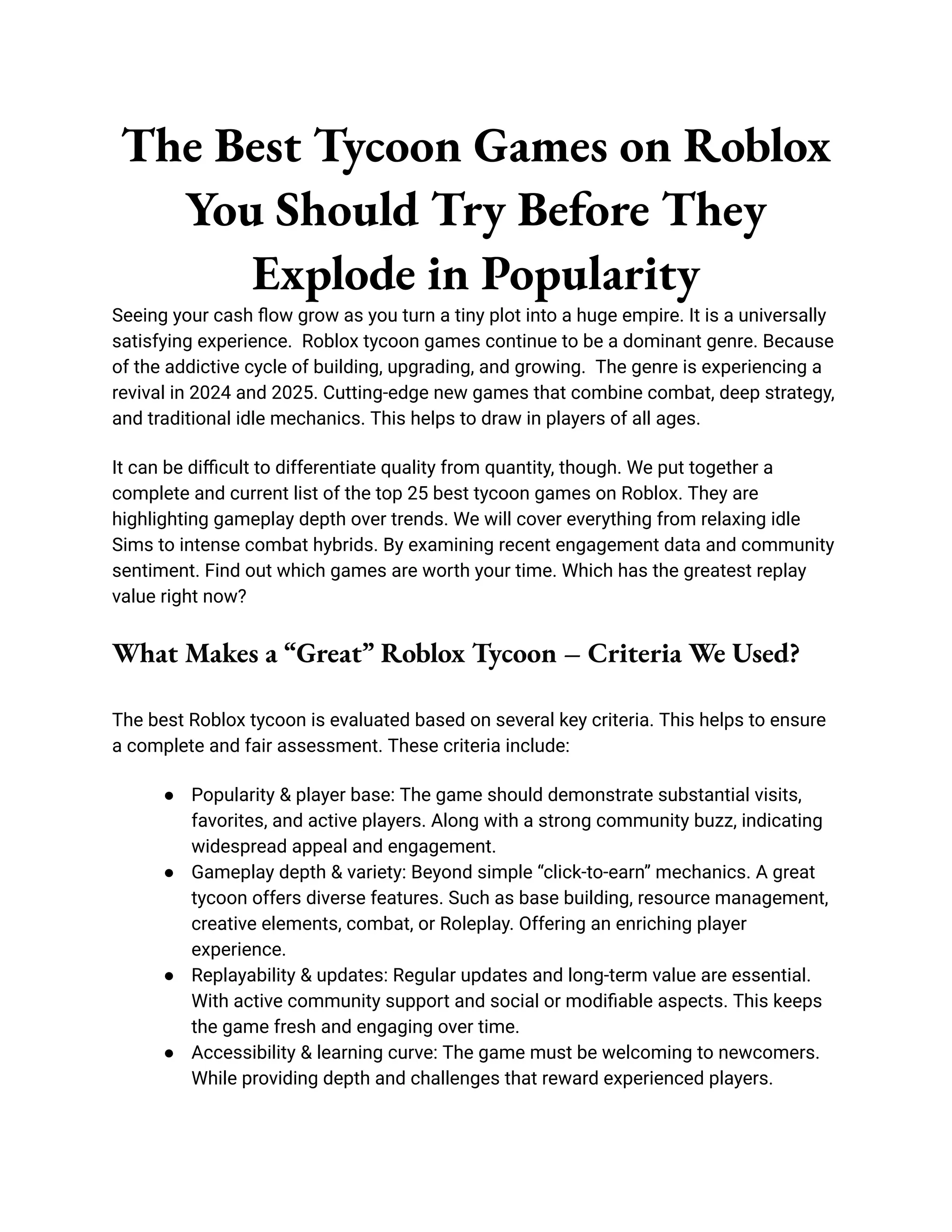 The Best Tycoon Games on Roblox You Should Try Before They Explode in ...