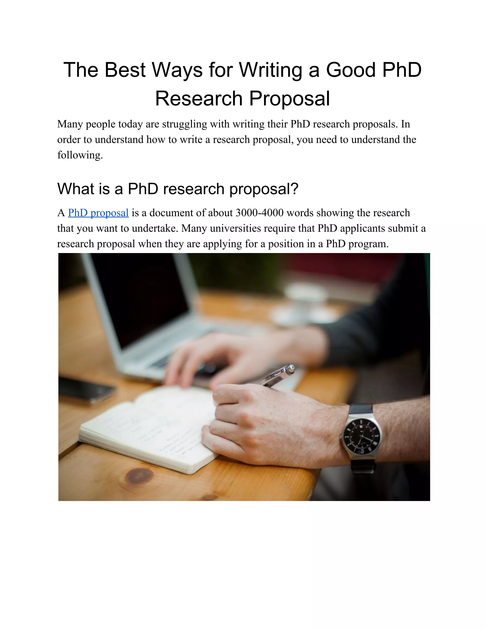 The Best Ways for Writing a Good PhD Research Proposal | PDF