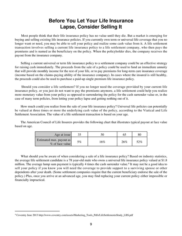 The Best Way to Buy Sell or Replace Life Insurance | PDF | Life ...