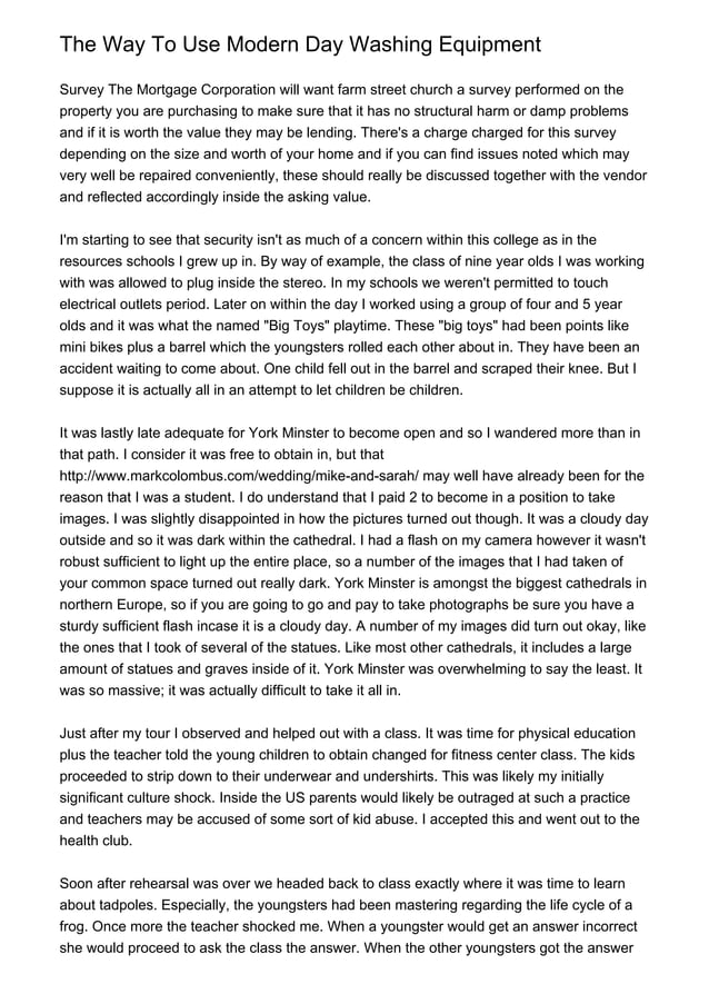 The Way To Use Modern Day Washing Equipment | PDF