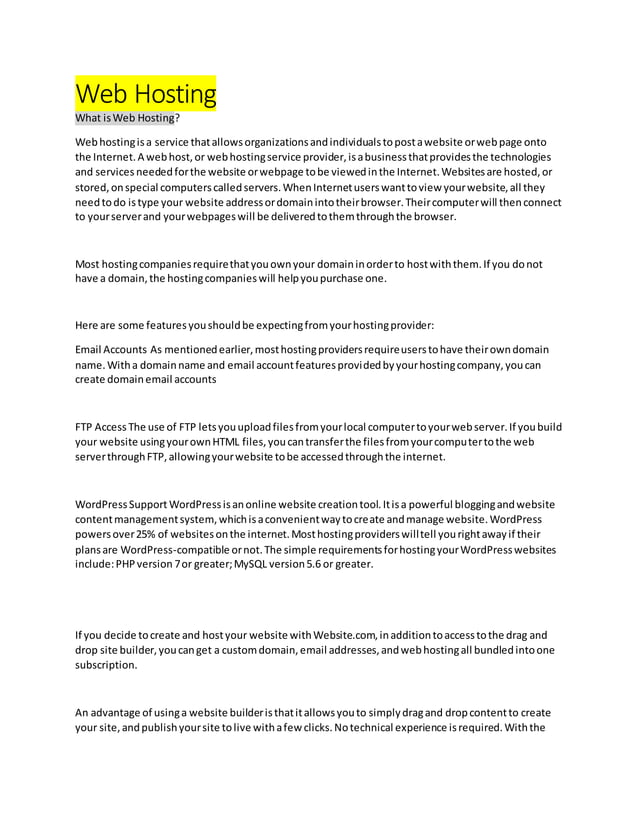 The best website hosting | DOCX