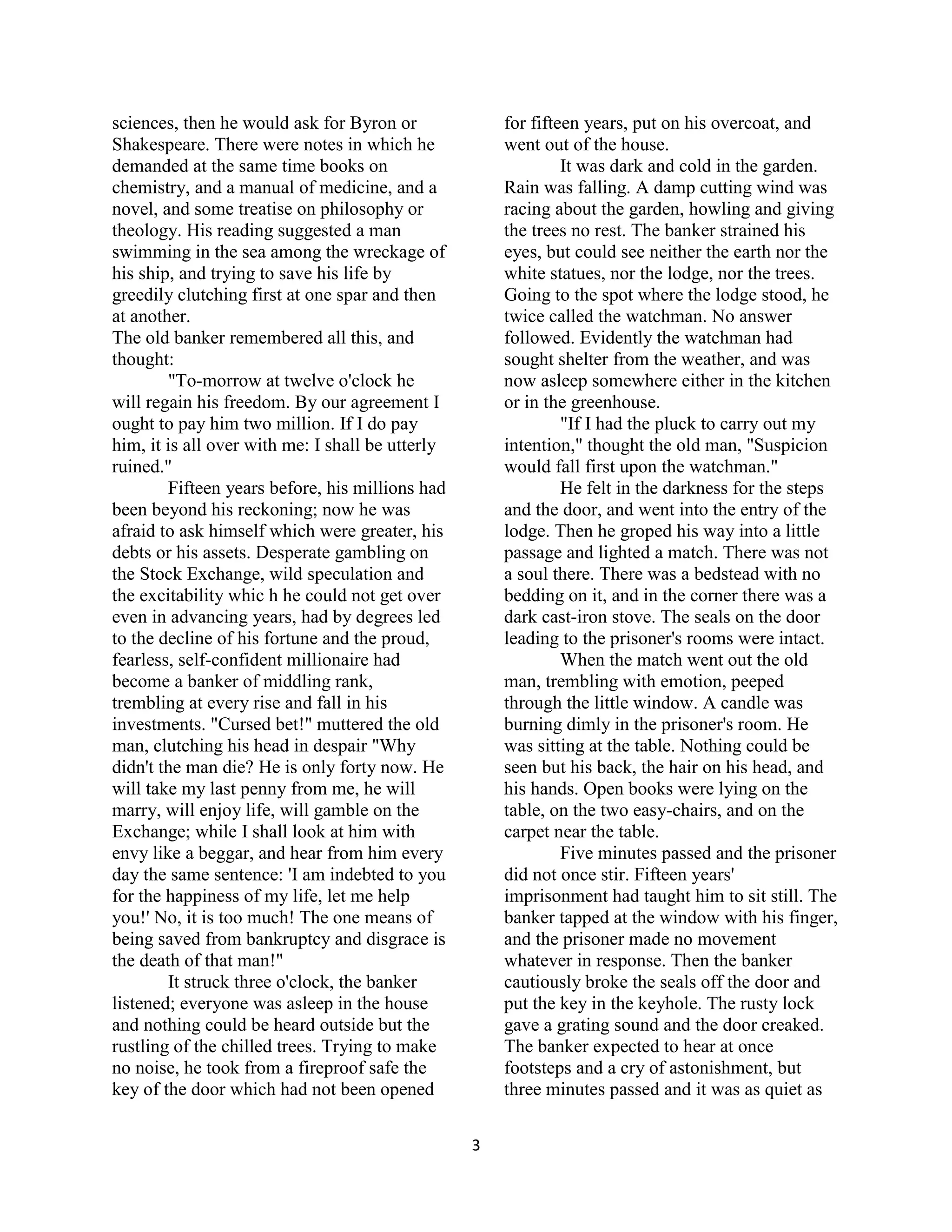 The bet anton chekhov complete text | PDF