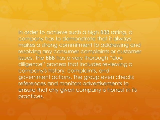 The better business bureau and its ratings | PPT
