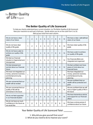 The Better Quality Of Life Program | PDF