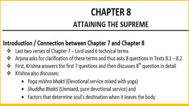The Bhagavad Gita for Human Development Zoom Chapter 8 | PPT