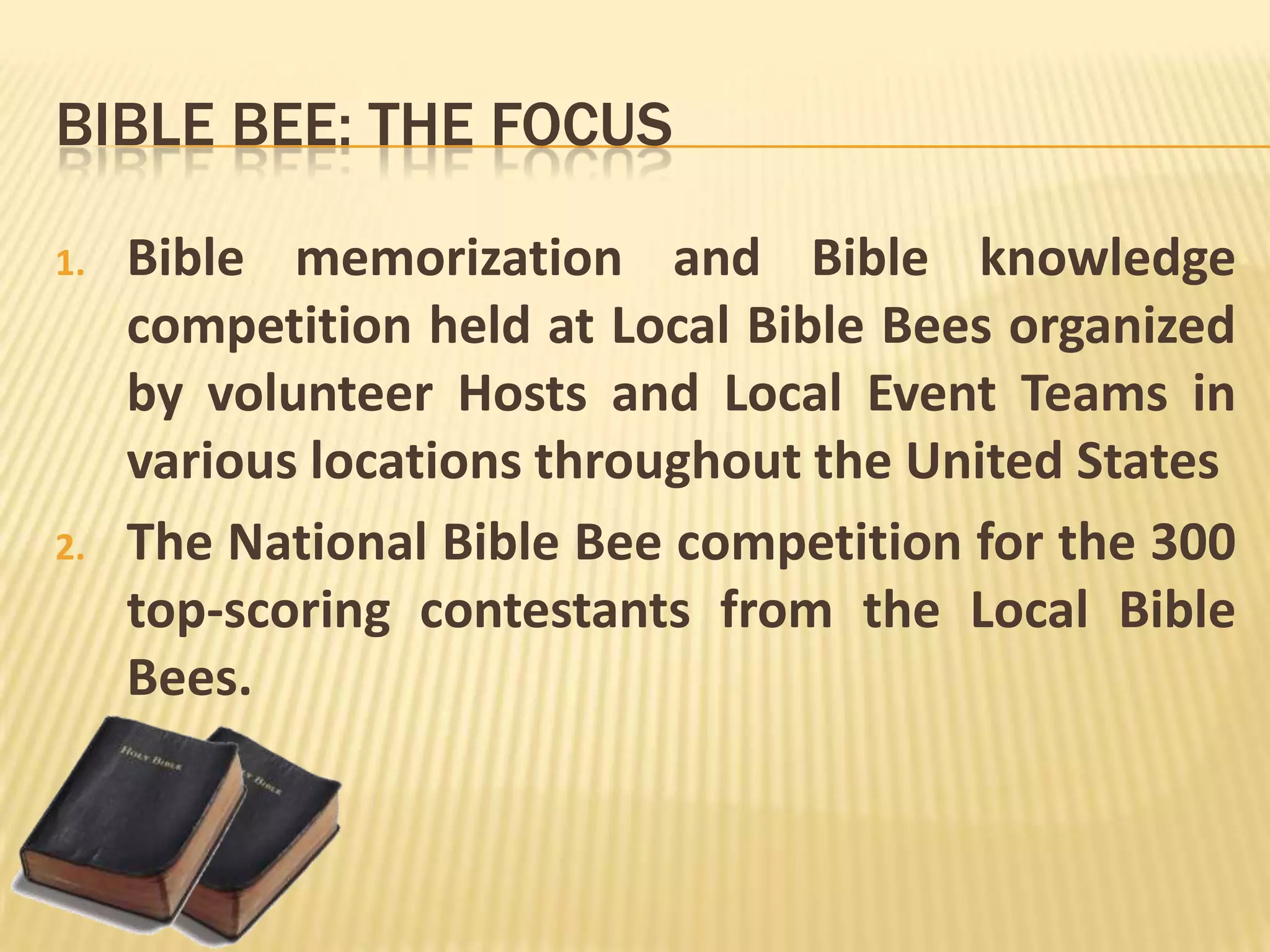 The Bible Bee 2010 Basic Information | PPTX