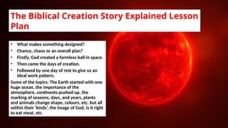 The Biblical Creation story lesson plan - OLD VERSION | PPTX