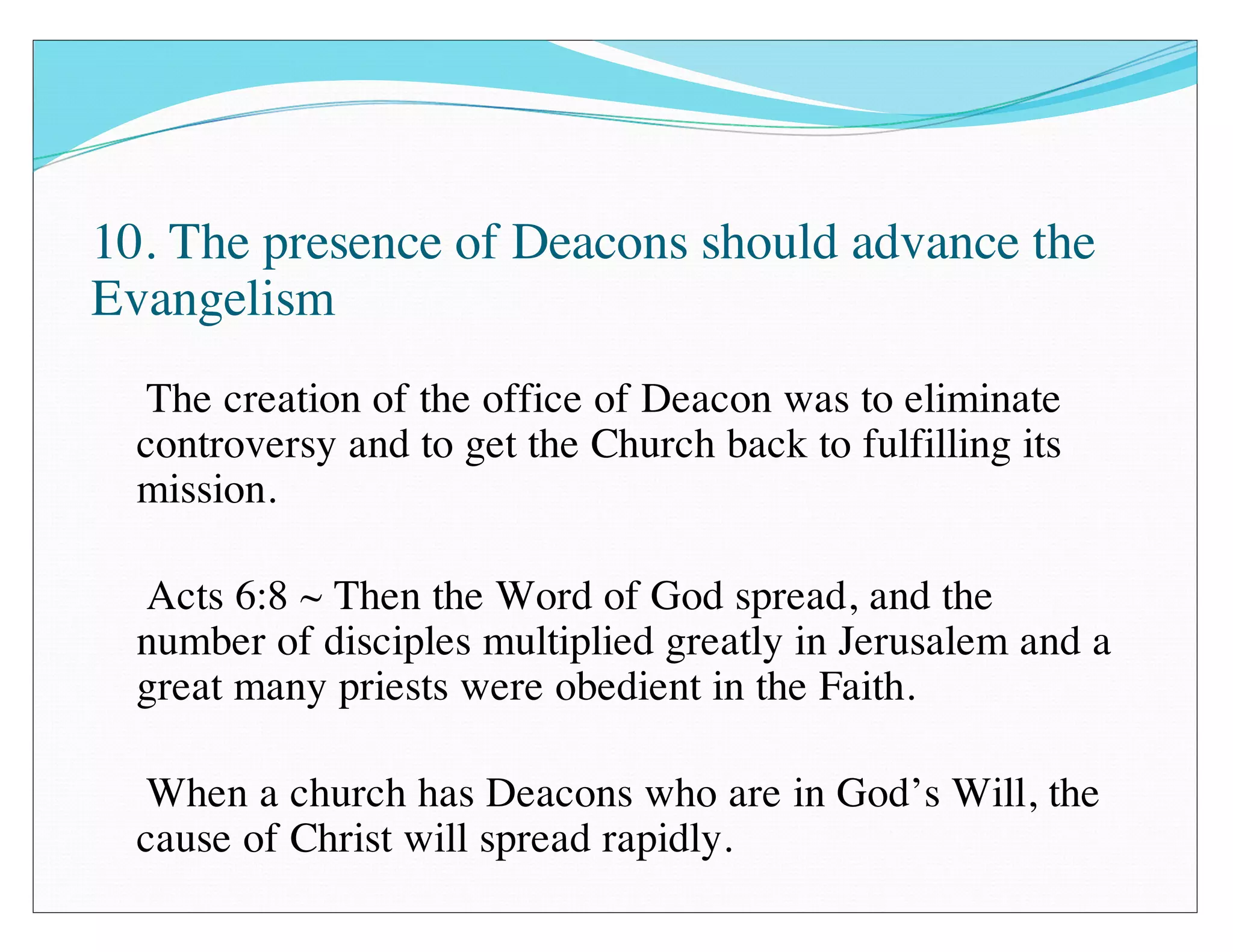 The biblical role of deacons in the church old powrpoint version | PDF