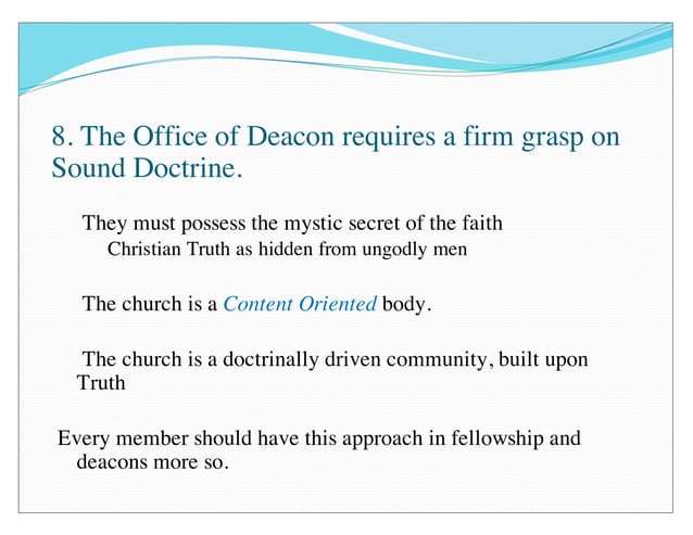 The biblical role of deacons in the church old powrpoint version | PDF